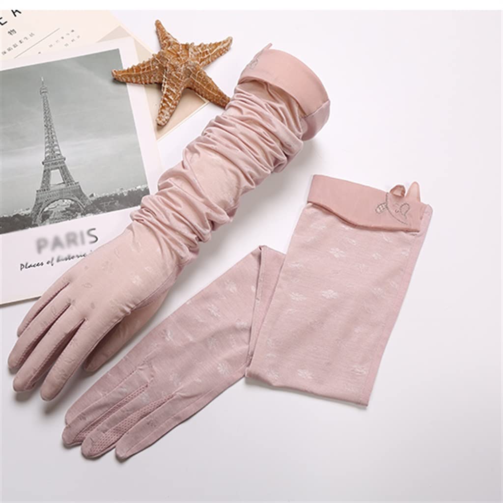 Driving Mid-Length Gloves Thin Section Arm Guard Sleeves Shading Ice Silk Sleeves Summer Women (Color : B, Size : 57 * 11cm)