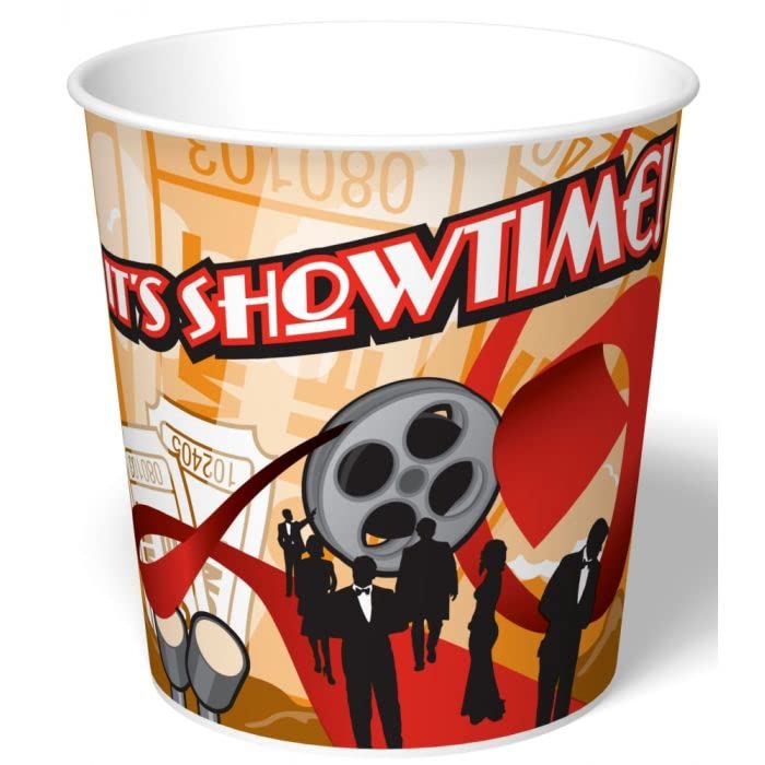 International Paper SFR-130-ST Paper Popcorn Bucket, 130-Ounce, Show Time (Pack of 300)