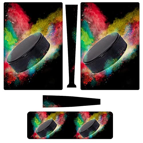 Colorful Hockey Full Protective Skin Cover Design Wrap Decal Sticker Compatible with PS5 Digital Edition Console and Controller
