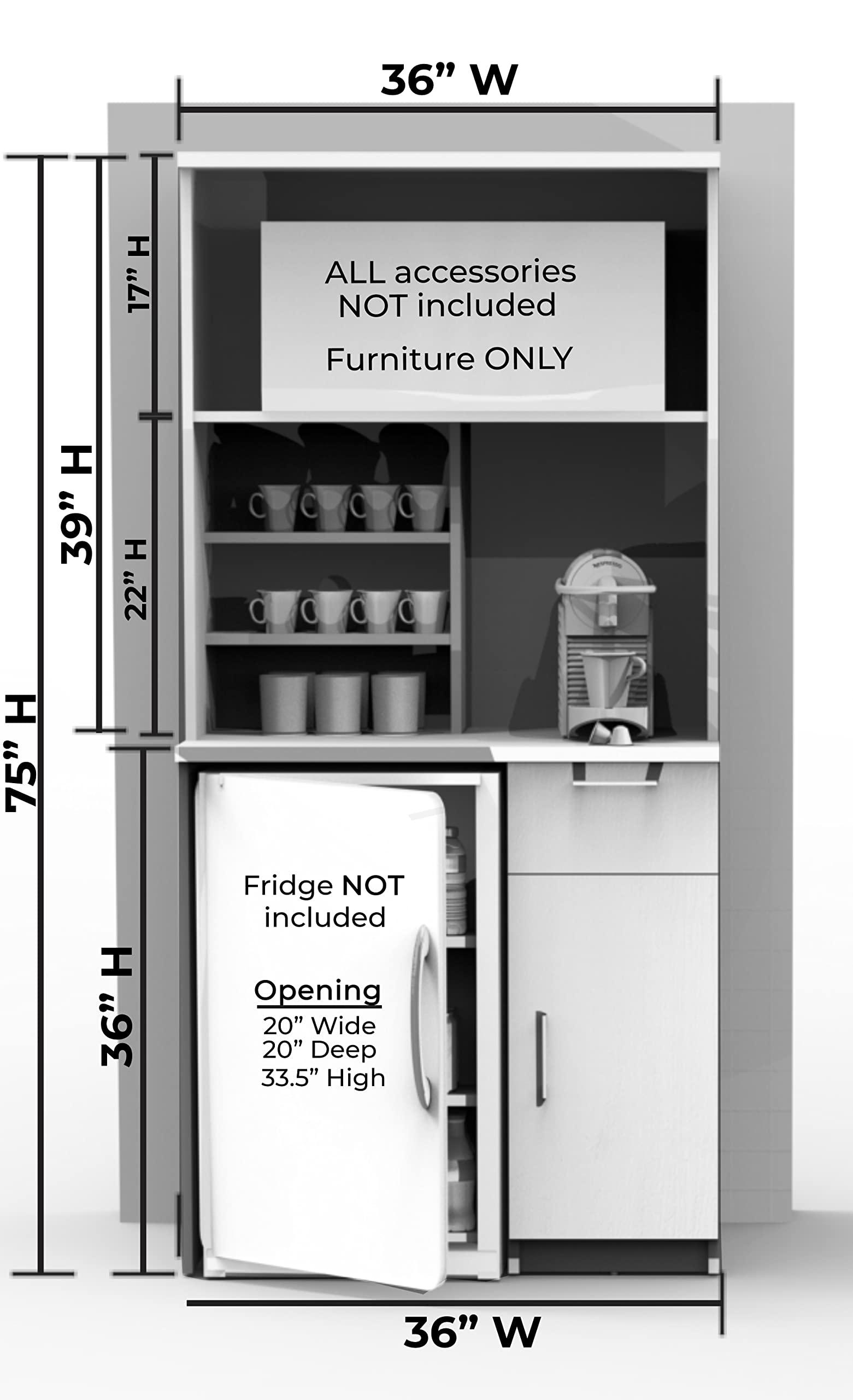 BREAKtime Coffee Break Lunch Room Furniture Buffet Color Espresso - Factory Assembled (NOT RTA) Furniture Items ONLY. Model 4228 2 piece group