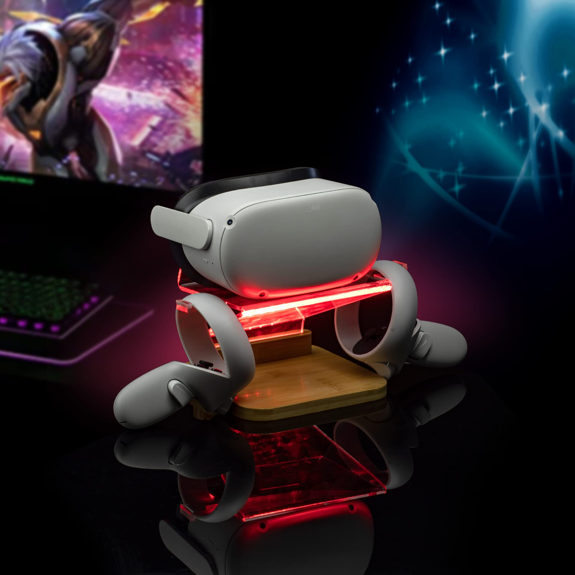 Colorful RGB Light Display Station Acrylic VR Glasses Base Desktop Display Stand for Oculus Quest 2