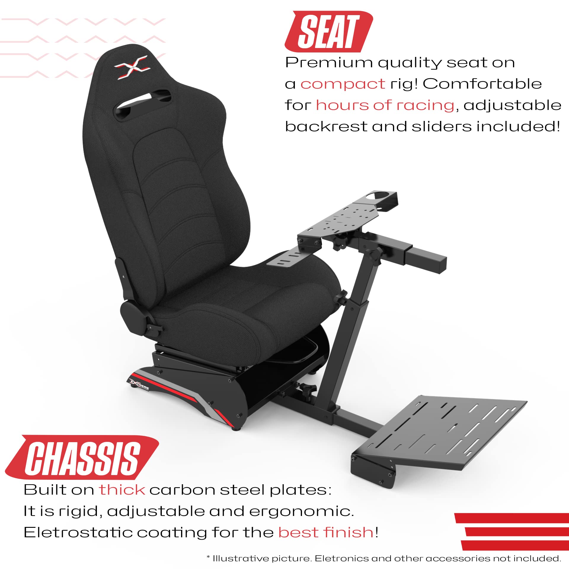 Extreme Simracing Racing Simulator Cockpit - COMPACT 2.0 Racing Simulator For Logitech G27, G29, G920, G923, Thrustmaster And Fanatec