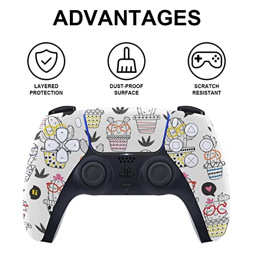 Coloring with Cheerful Cactus Full Protective Skin Cover Design Wrap Decal Sticker Compatible with PS5 Digital Edition Console and Controller