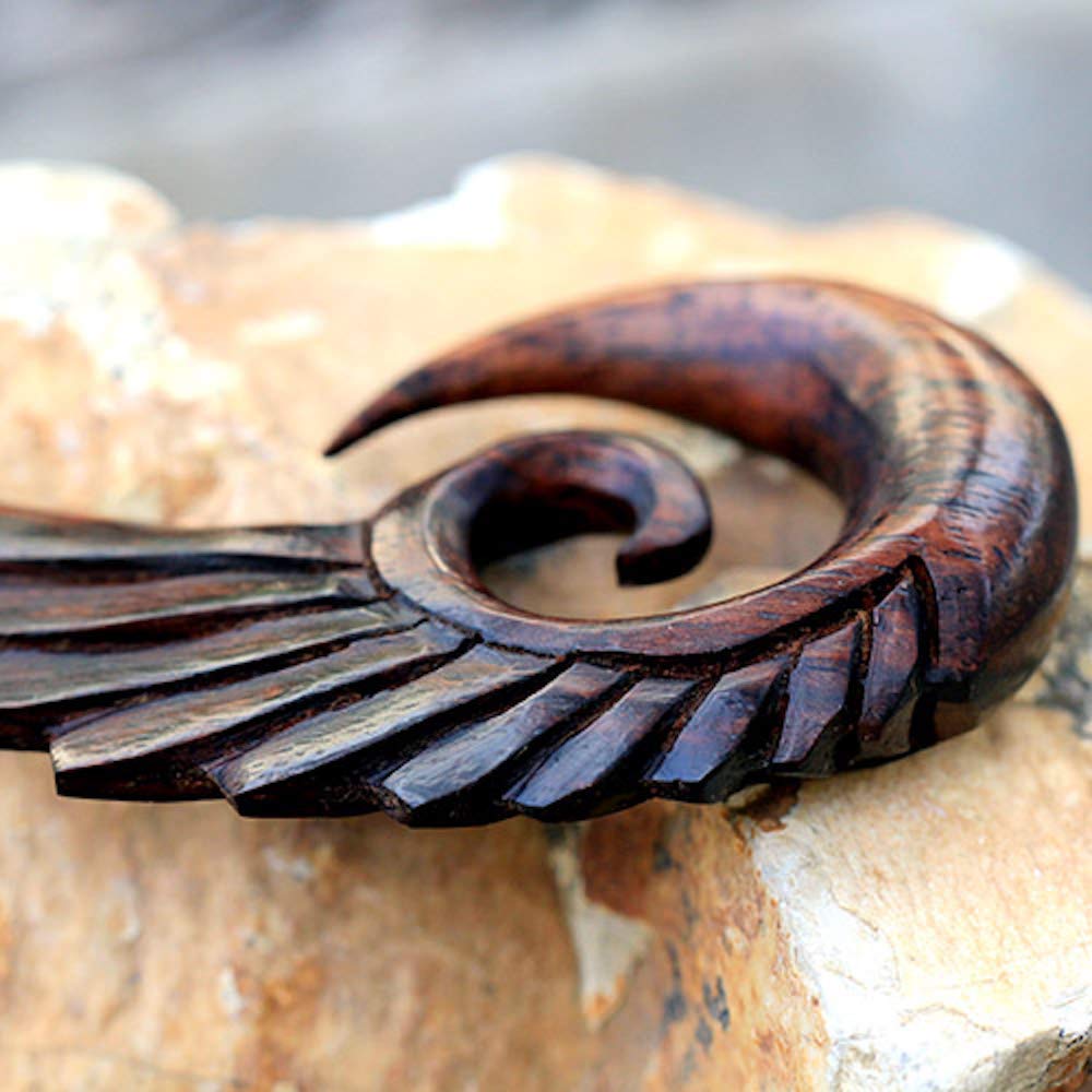 Covet Jewelry Organic Sono Wood Swan's Wing Spiral Taper (6GA)