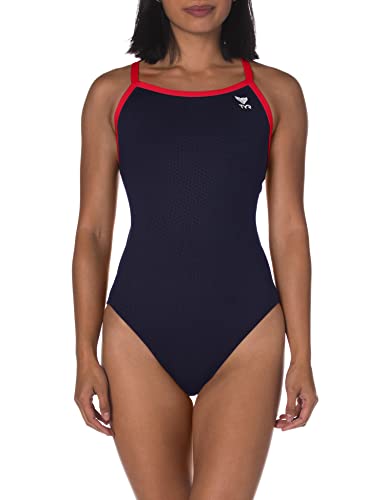 TYR Women’s Hexa Diamondfit Swimsuit, Black/Blue, 38