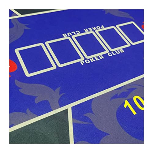 Craps and Roulette Table Felt Poker Tablecloth 1.2x0.6m Texas Poker Mat Suede Rubber Table Cloth Table Top Digital Print Casino Poker Board Game with Carrying Bag (Color : Blue)