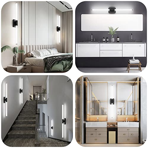Ralbay 32inch Black Vanity Light for Bathroom Wall Mounted Lighting Bar Modern LED Vanity Lights Matte Black Bathroom Vanity Light Fixtures Over Mirror 28W 5500K White Light