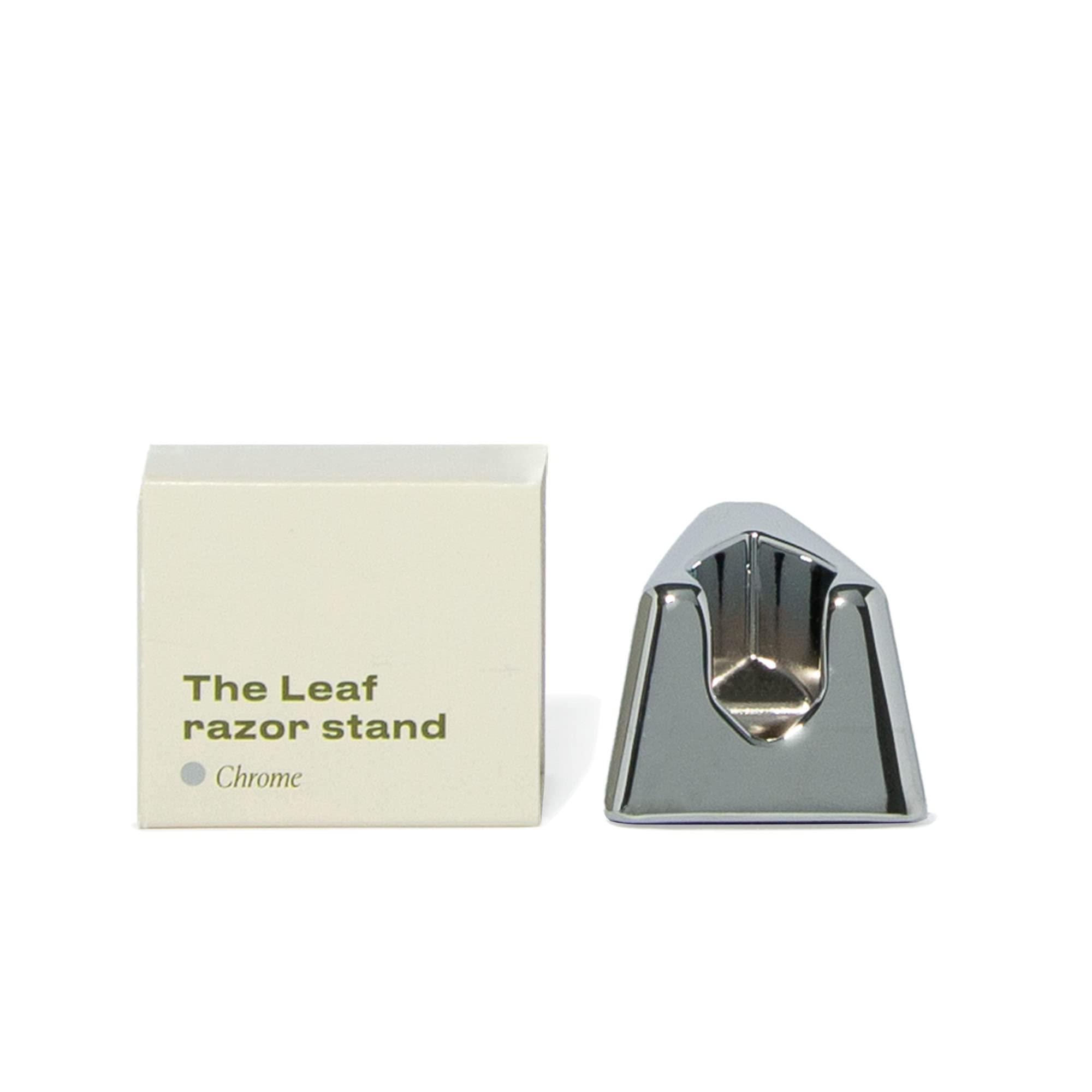 Leaf Shave | The Leaf Razor Stand, Chrome - Weighted Metal Razor Stand with Non-Slip Grip