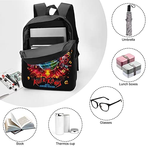 Killer Klowns from Outer Space Anime Backpack 17 Inch Cute Funny Bookbag Casual Laptop Daypack for Travel Picnic Camping