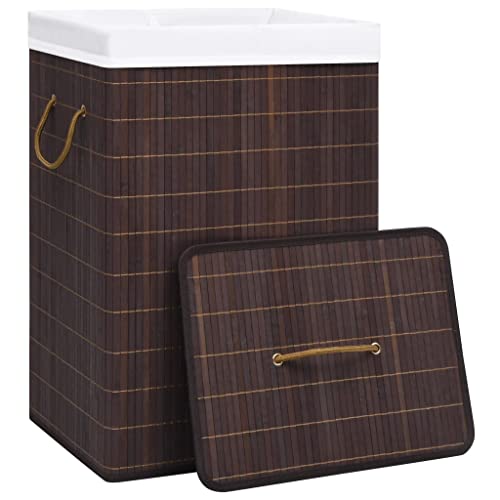 HOMIUSE Laundry Hamper 16"x12"x24" Brown Laundry Basket Bag Hamper With Lid Baby Laundry Basket Clothes Basket Laundry Bin Small Laundry Collapsible Laundry Basket Dirty Clothes Hamper 19 gal