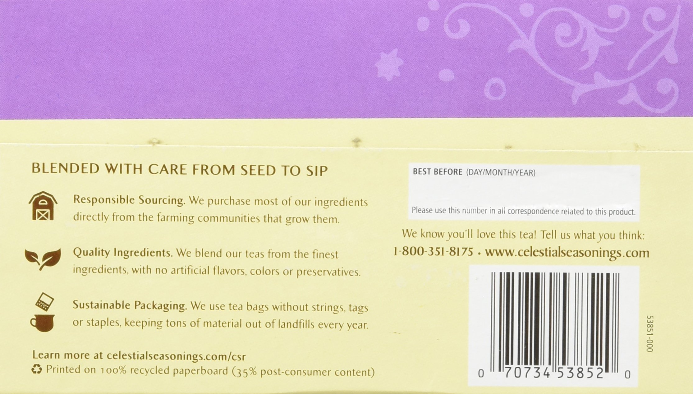 Celestial Seasonings Herbal Tea Lemon Lavender Lane, 20 CT