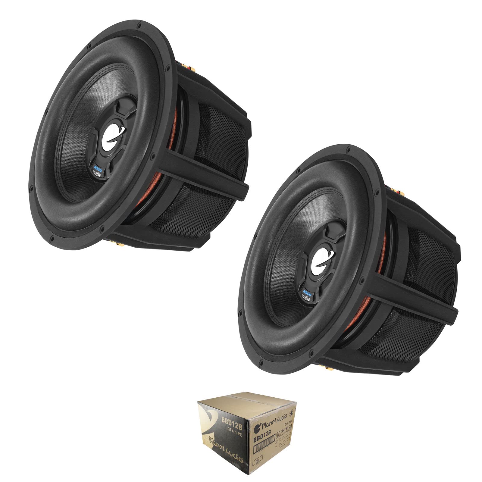 Planet Audio BBD12B 12 Inch 2500 Watts Max Dual Voice Coil 4 Ohm Car Audio Subwoofer (2 Pack)