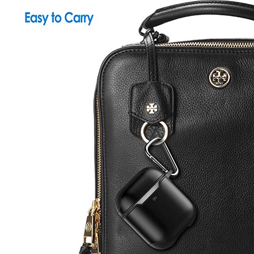 JETech Case Cover for AirPods (1st & 2nd Generation), PC and TPU, Protective Skin with Keychain (Black)
