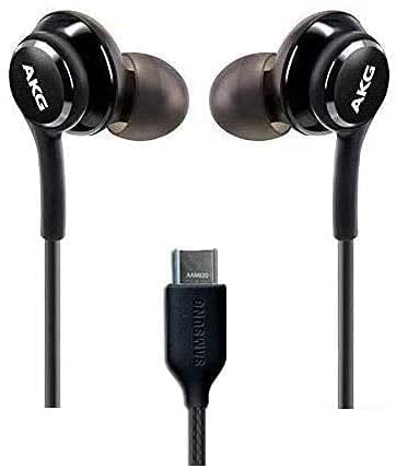 OEM Amazing 2021 Stereo Headphones for Samsung Galaxy S21 Ultra 5G Braided Cable - Designed by AKG - with Microphone (Black) USB-C Connector