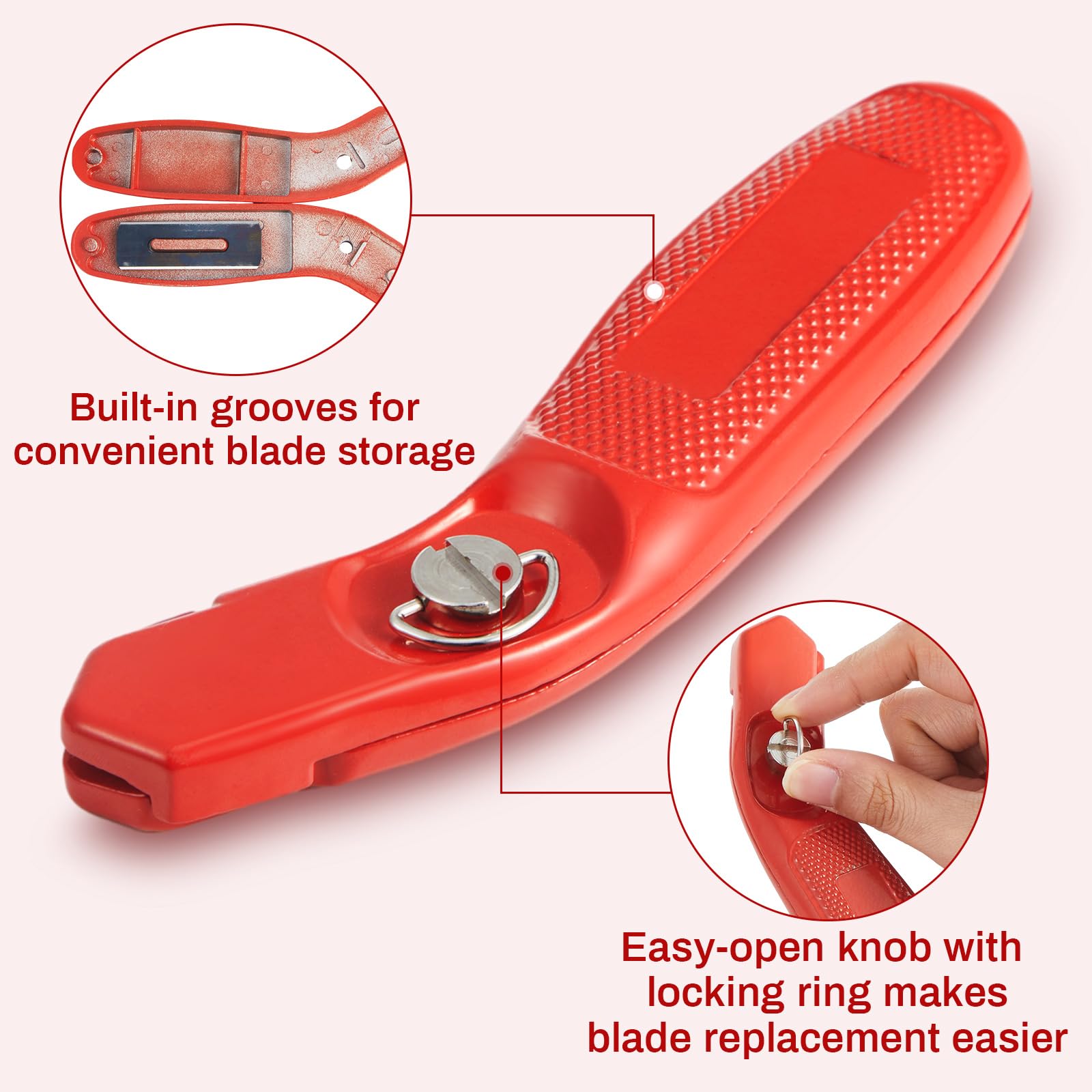 Lasnten 2 Pcs Knife for Cutting Carpet Heavy Duty Carpet Knife with 6 Blades Utility Carpet Tools Knife for Carpet Box Cutter Roofing Cutting Purpose, Aluminum