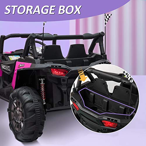 TOBBI 12V Electric Kids Ride-On Car SUV with MP3, 3 Speeds, LED Lights, 2.4G Remote Control, 4 Big Shock-Absorbing Tires, Gift,Rose Red