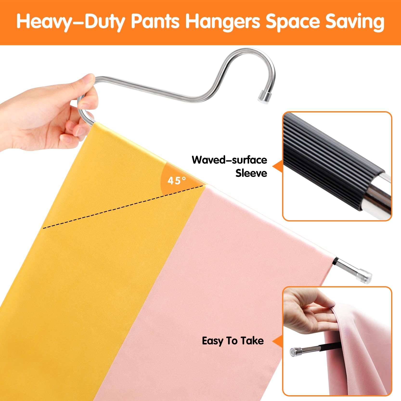 Closet Organizers and Storage,10 Pack Pants Hangers Space Saving,Dorm Room Essentials for College Students Girls Guys,Home Essentials Clothes Hanger Strong Metal Hangers for Jeans,Slacks,Blanket,Scarf