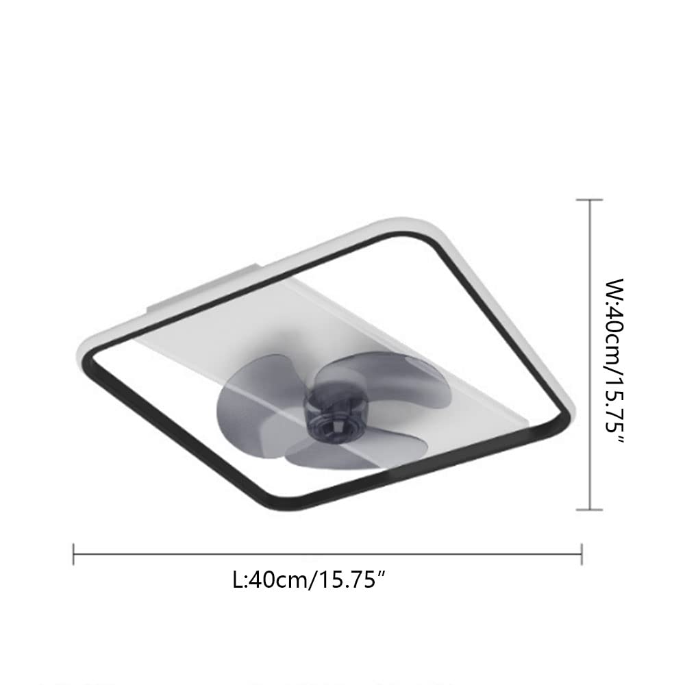 CAZARU FXJ Square Modern LED Fan Ceiling Light, Adjustable 3 Wind Speed, Dimmable Fan Ceiling Light with Remote, 64W Modern LED Fan Chandelier, Home Office, Ø 40 Cm Interesting Life