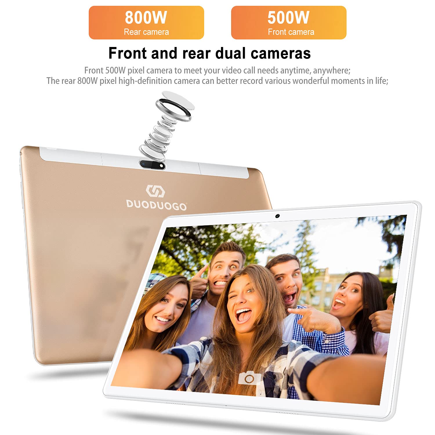 DUODUOGO Tablet 10 Inch Android 10 Tablets, 64GB ROM 128GB Expand,2 in 1 Tablet, Dual 4G Cellular Tablet with Keyboard, 8000mah, 5MP+8MP Camera, Bluetooth,GPS,IPS HD Screen,Wi-Fi Computer Tablet