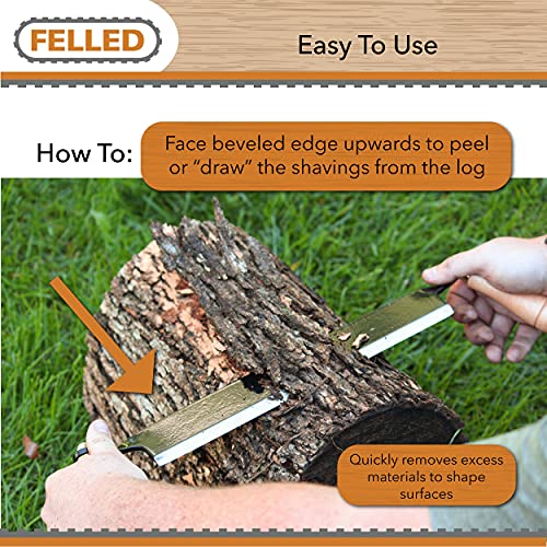 Felled Draw Shave Knife โ 10in Straight Draw Knife Straight Draw Shave Tool Woodworking Debarking Hand Tool