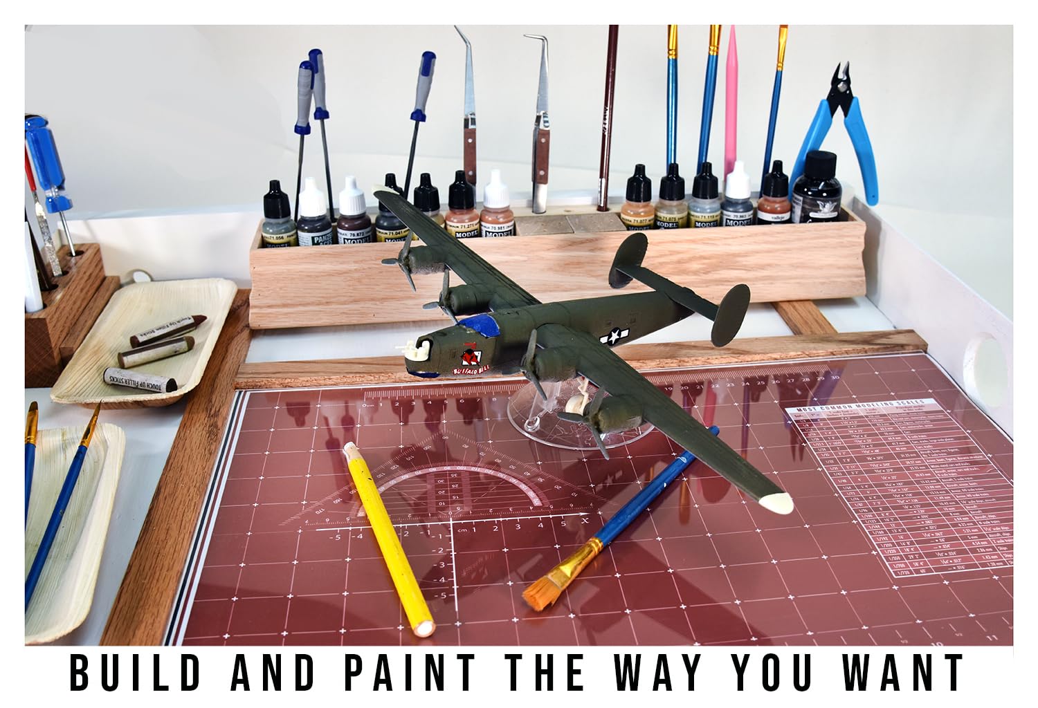 Hobby Tray, Model Building Work Area, 18x24 Modeling Work Station, Resin Printing, Crafting Tray and Portable Work Area (Natural Wood)