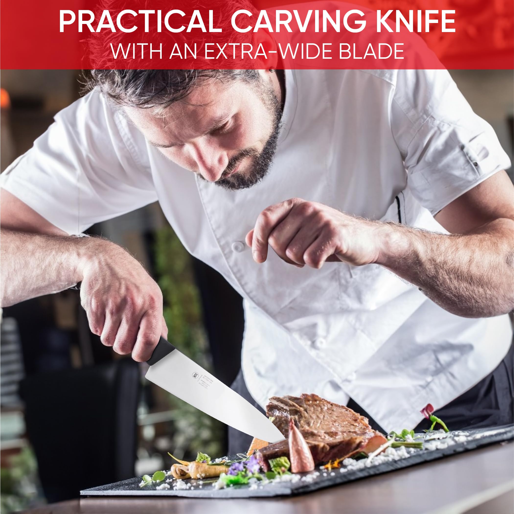Light 'n' Mighty 8-Inch Chef Knife, Razor Sharp Kitchen Knife, Carbon Stainless Steel Knife, Perfect as Chopping Knife, Meat Knife or Slicing Knife | Very Sharp Knife, Cuts Everything With a Touch.