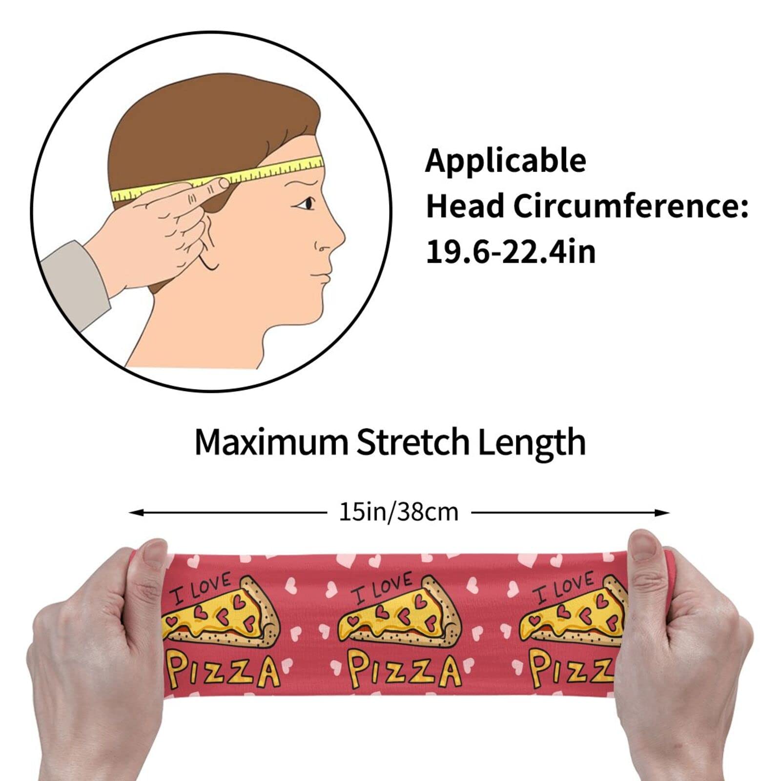Cycling Headband Love Pizza Head Wrap Stretch Sweatbands