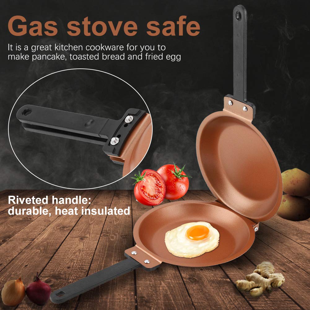 Double Side Non-stick Frying Pan, Frying Pan with Double-sided Flip Design- Easy-to-clean for Fried Egg Pancake Pan