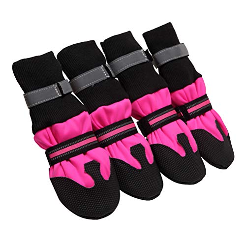 UKCOCO Pet Accessories 1 Set Pet Dog Warm Shoes Stylish Outdoor Dog Boots Anti- Slip Pet Dog Walking Shoes Comfortable Pet Dog Boots Cool Pet Dog Shoes for Autumn Winter Wearing Rosy Size S