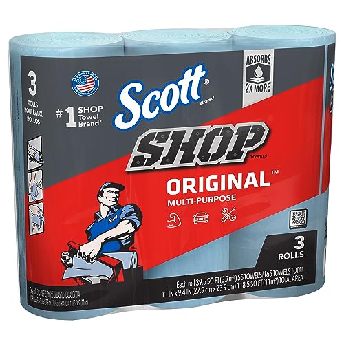 Scott Shop Towels Original (75143), Blue, 55 Towels/Standard Roll, 30 Rolls/Case (10 Bundles of 3 Rolls), 1,650 Towels/Case