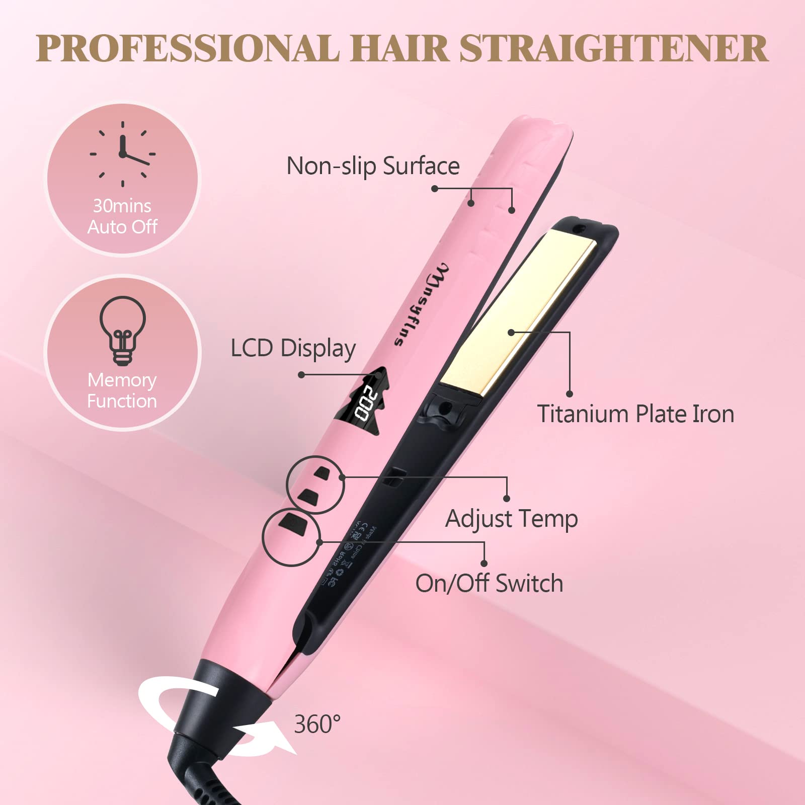Hair Straighteners, 2 in 1 Ceramic Flat Iron and Curling Iron, Professional Quick Salon Hair Styling Appliances and Tools with Adjustable Temperature 0 ℃ -200 ℃