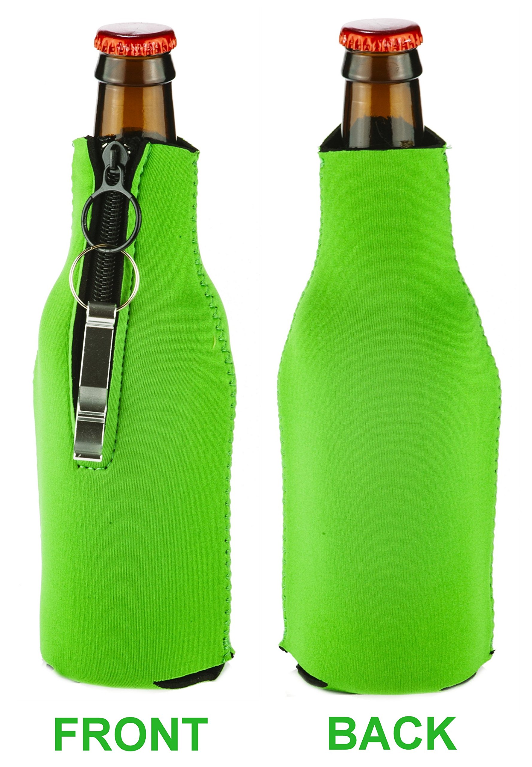 Funny Guy Mugs Premium Plain Collapsible Neoprene Bottle, Mullti-Colored, Set of Four With Bottle Openers