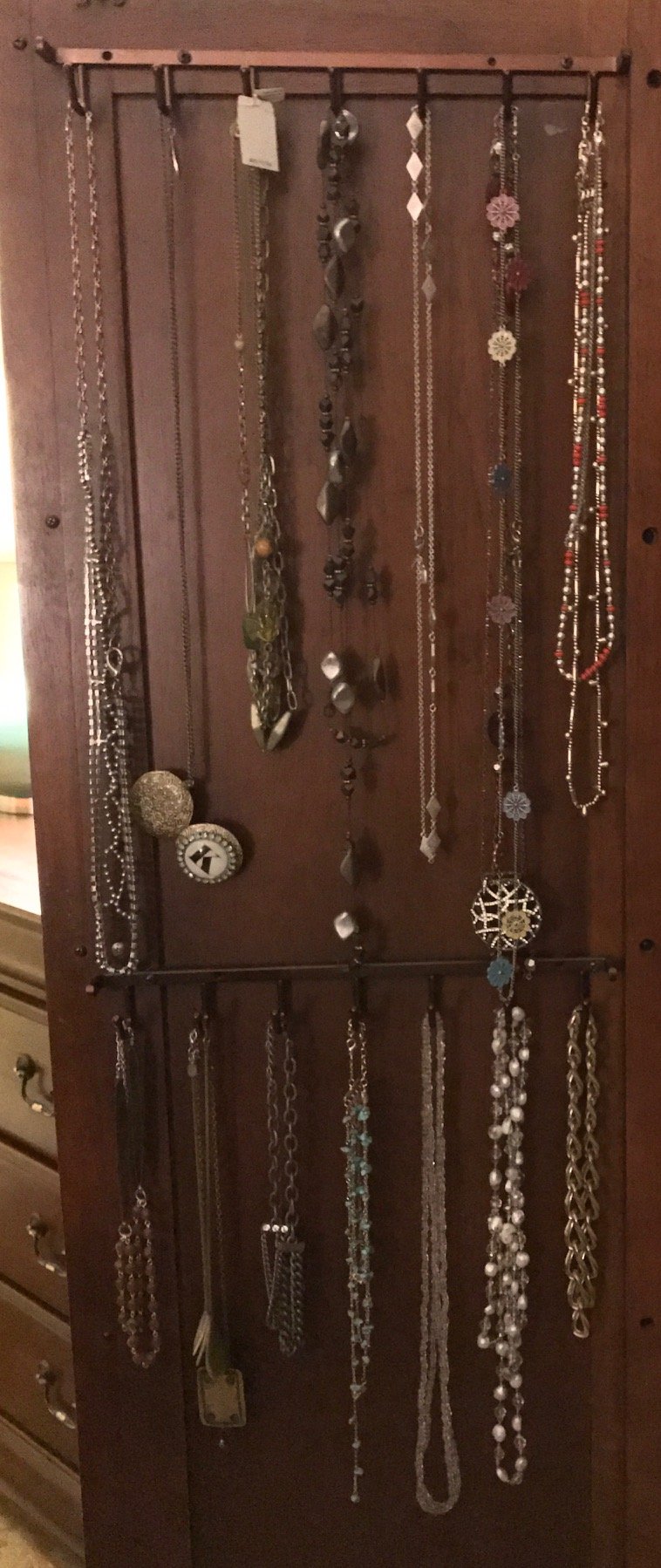 Wall Mount Stationary Belt Rack / Necklace Organizer, Satin Nickel 12"