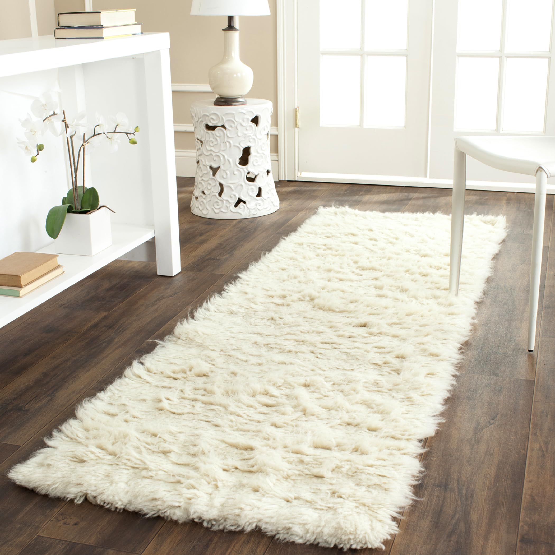 Stylish 2x5 Flokati Rug - Runner | Soft and Fluffy 3β Pile | Premium 2000gsm Weight |100% Wool | Authentic Greek flokati | Off White Wool Rug | Great Gift Idea., NAT2k