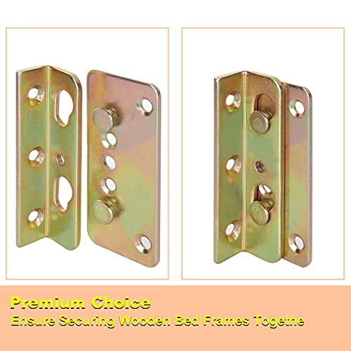 CYEAH 12PCS Bed Rail Brackets Heavy Duty Non-Mortise Wooden Bed Rail Fittings, Rust Proof Bed Frame Hardware Brackets for Connecting to Wood, Headboards and Foot-Boards