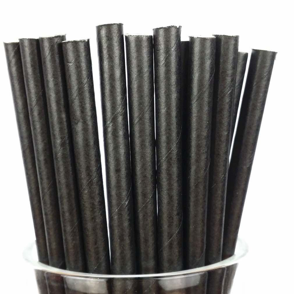 Free DHL 500 pcs Plain Black Paper Straws Bulk, Colored Disposable Solid Color Black Paper Drinking Straws for Holiday Party, Wedding, Baby Shower, Birthday, Halloween Pure Mason Jar Straws