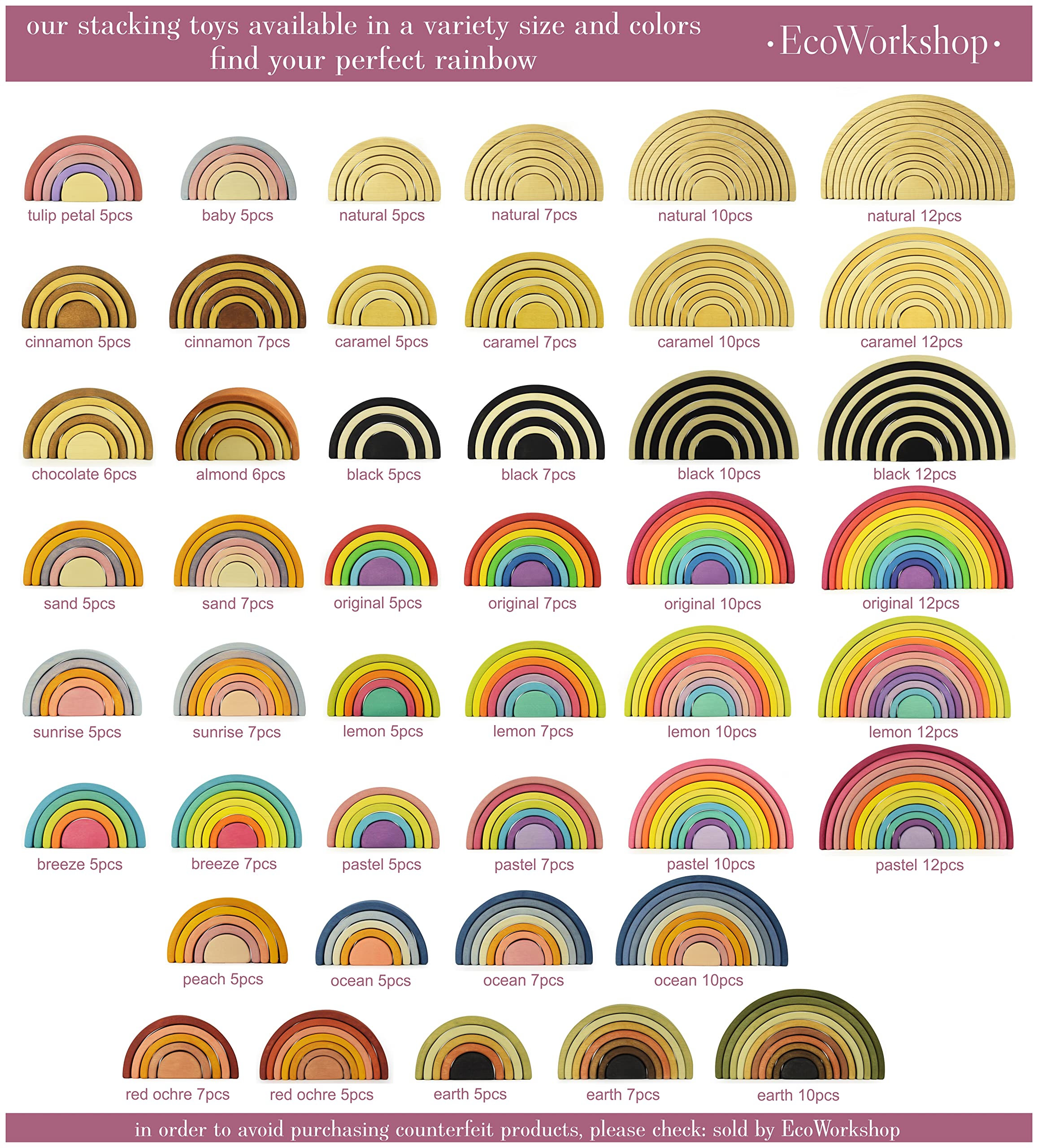 Pastel Rainbow stacking toy 5pcs Montessori toys for 3+ year old Rainbow stacker toy Educational Baby toys Stacking Blocks Learning toys