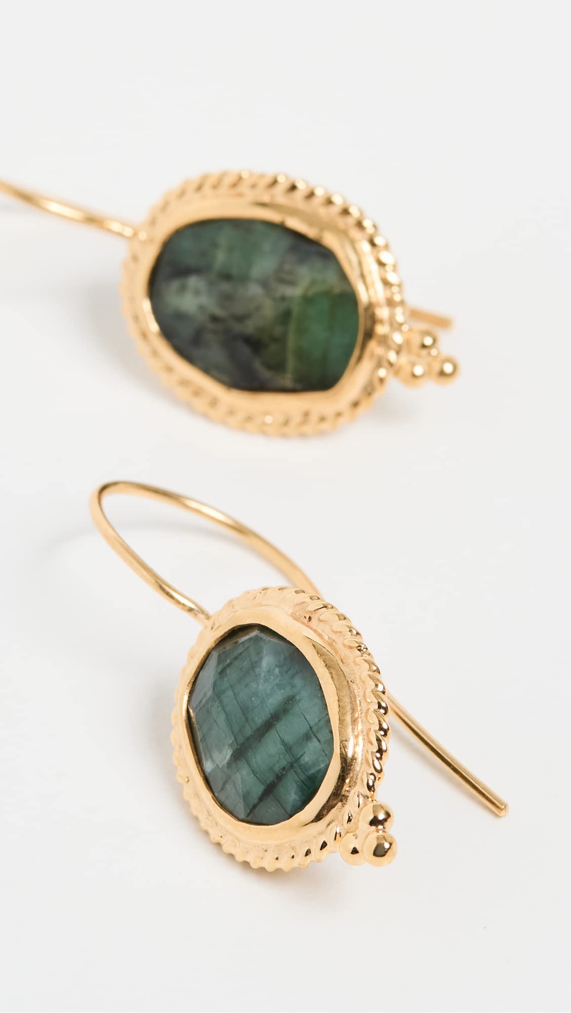 Chan Luu Women's Bezel-Wrapped Emerald Earrings, Emerald, Green, One Size