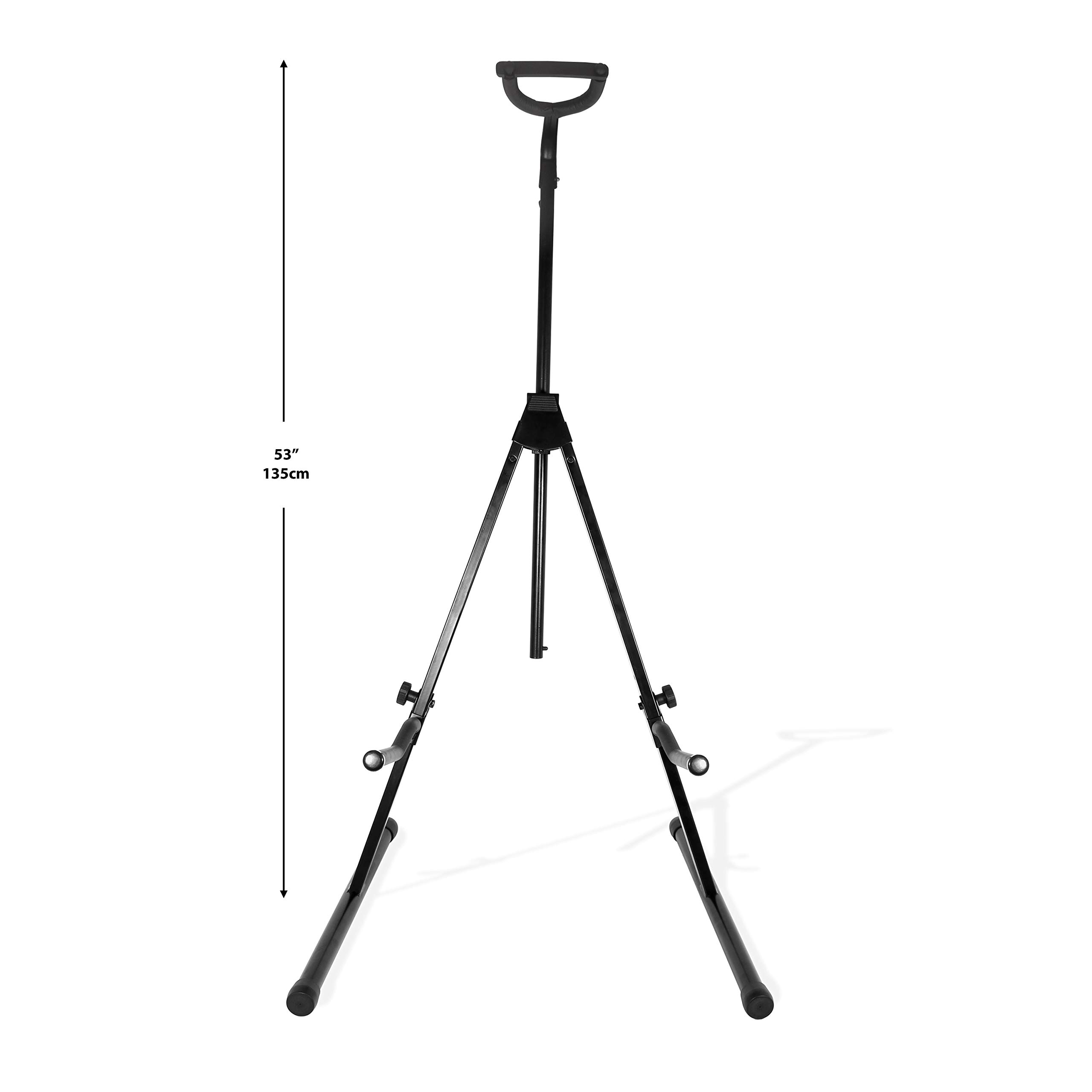 Saintfield Studios - Adjustable Steel Cello Stand with Bow Holder Hook in Matte Black - Foldable and Portable Floor Tripod Stands with Safety Bar - Complete with Endpin Anchor Stopper