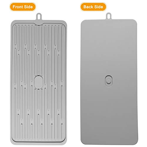 Silicone Dish Drying Mat 18βx8β, Heat Resistant Trivets for Kitchen Counter, Draining Mat, Sink Mat, Hot Pads for Multiple Usage (Light Grey)