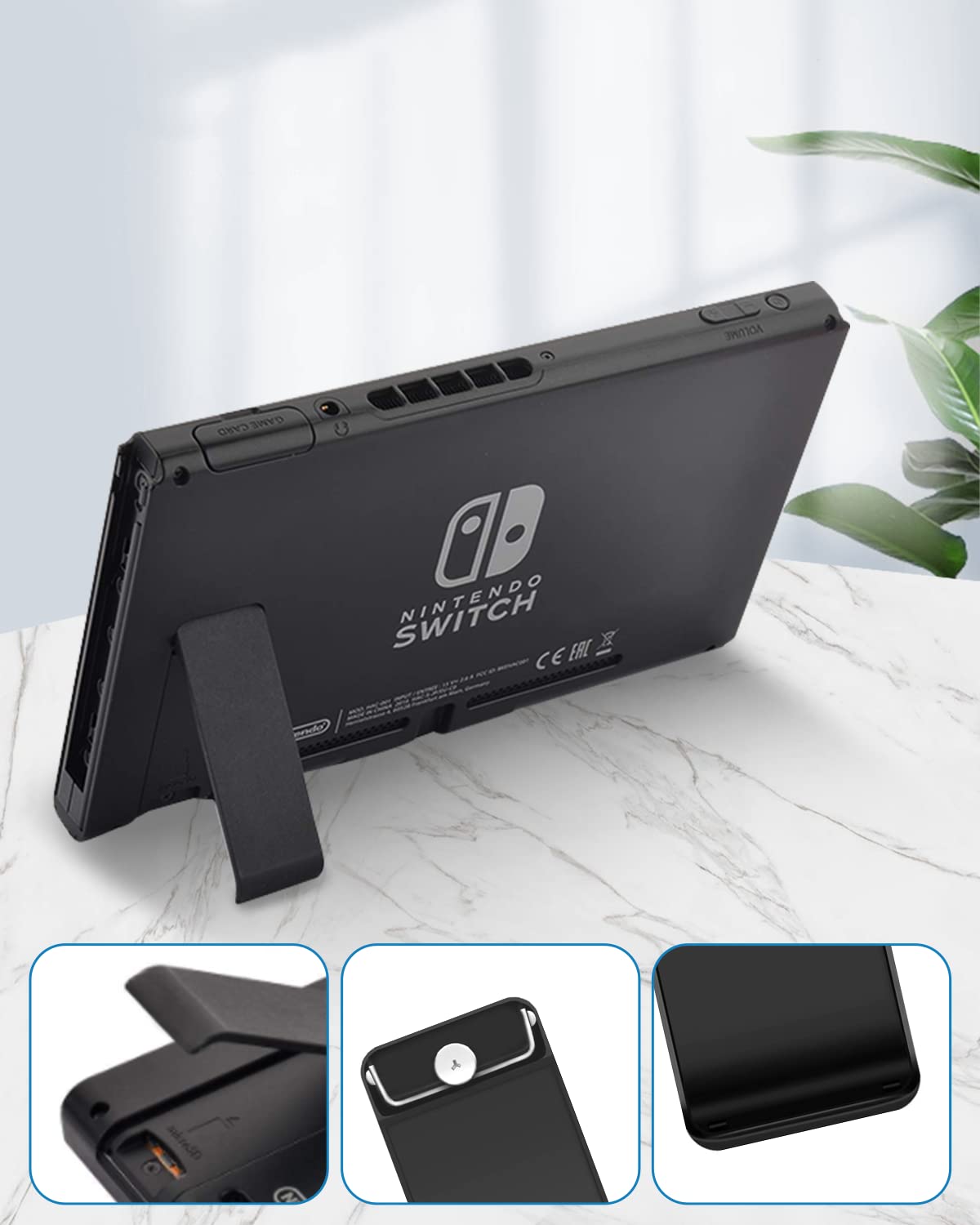 OLCLSS Kickstand Replacement for Nintendo Switch, Switch Kickstand Replacement Set Includings 2 Helloween Thumb Grip Caps and 4 Thumb Grip Caps