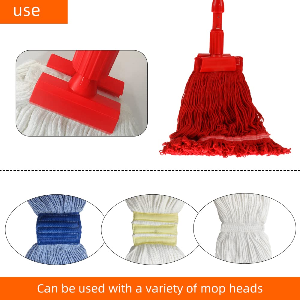 Commercial Mop Clamps-Quick Change Head Mop Handle -Heavy Duty Mop Head Replacement Holder Change Mop Handle -Commercial Gripper Mop Wet Mop Handle (KL-ZJ-RED)