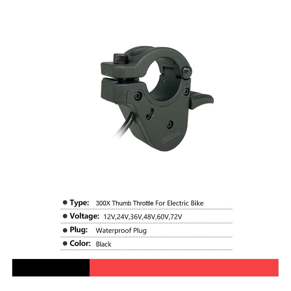 Ebike Thumb Throttle 300X,Compatible with Left and Right-Handed,Quick Install 12V-72V Universal Voltage Electric Bicycle Conversion Kit Accessories