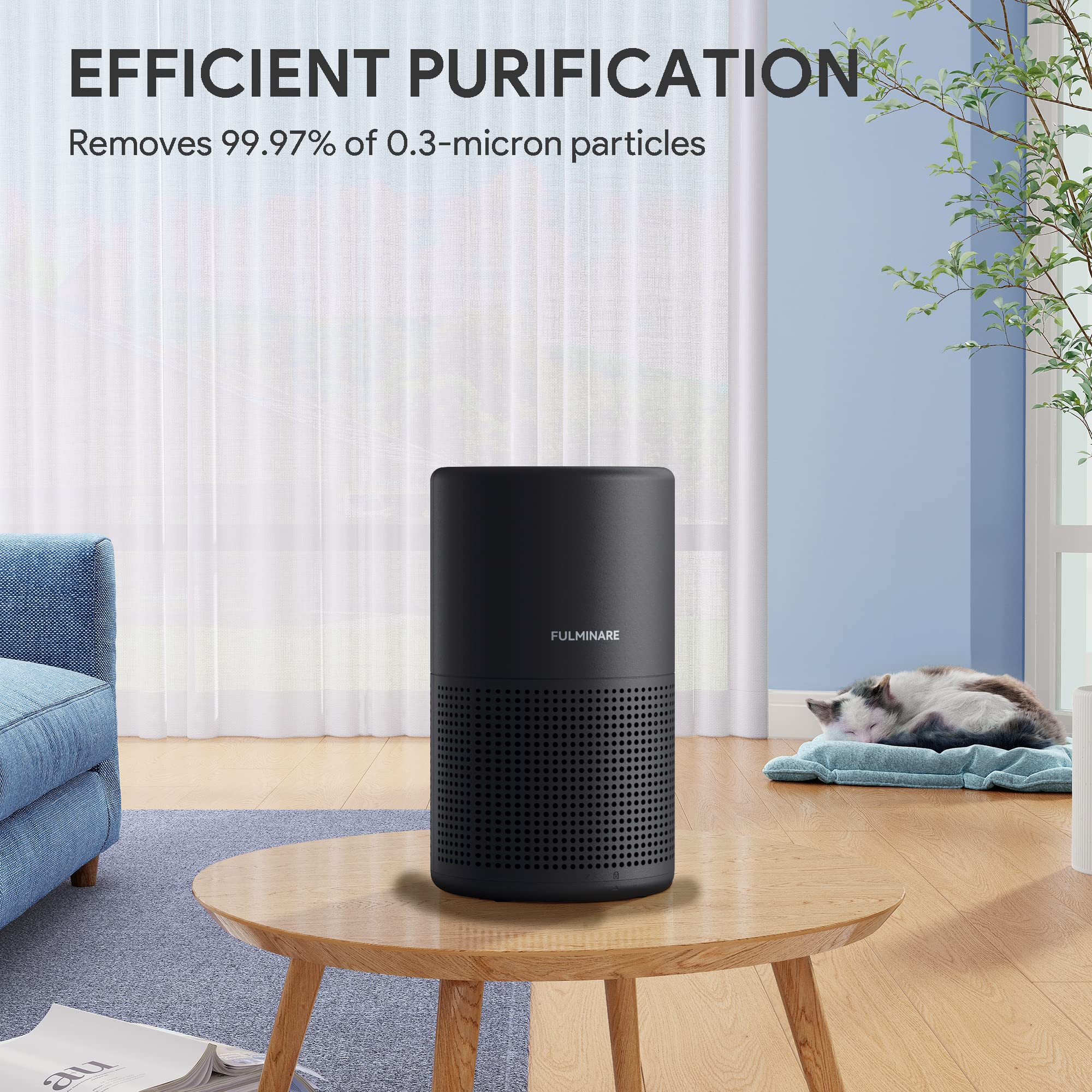 FULMINARE Air Purifier for Bedroom Black with Filter Replacement 1pack(P05)
