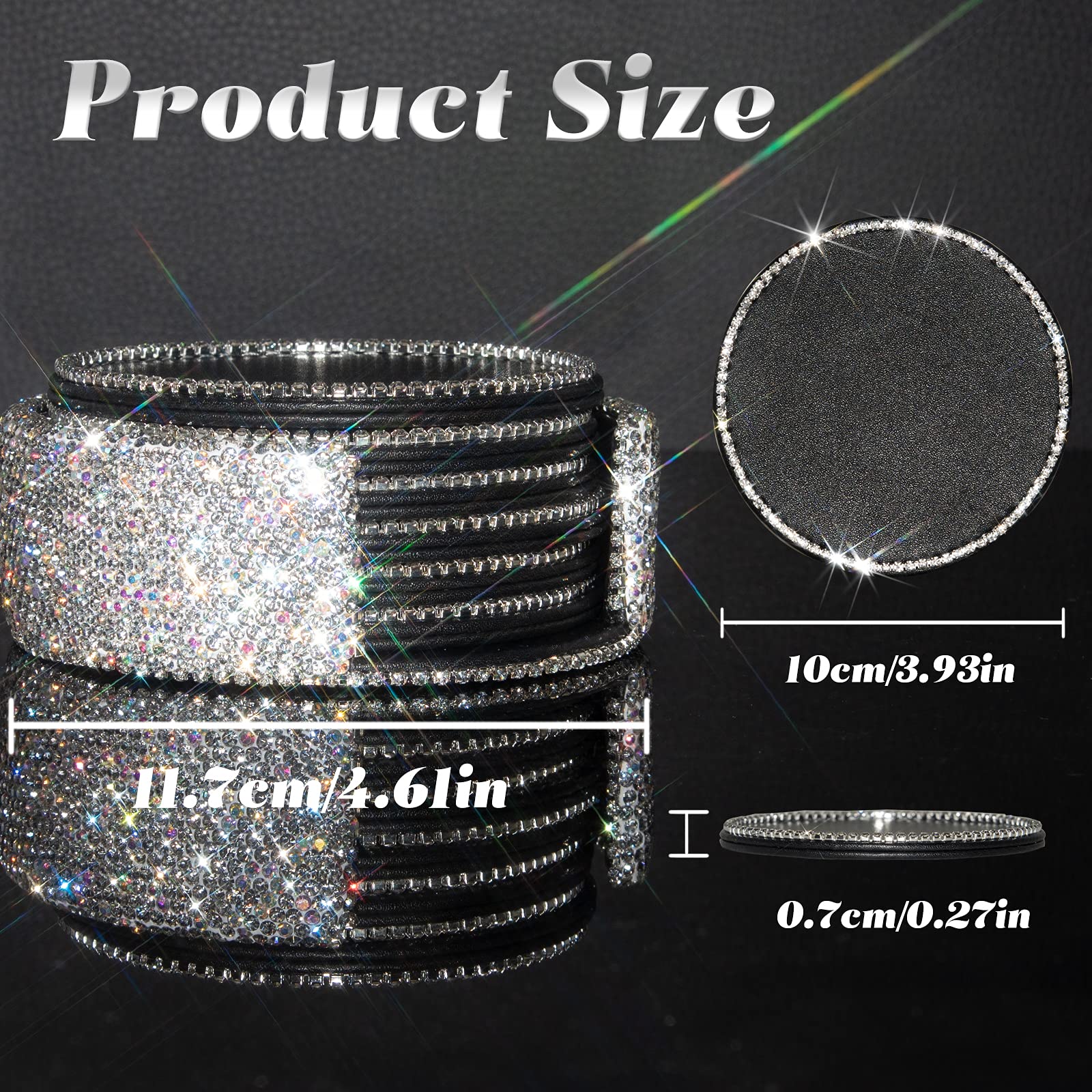 Coasters for Drinks Coffee Tea Cup Pads Table Mat with Coaster Holder for Home,Office,Kitchen,Bar,Bling Crystal Luxury Handmade Diamond (Set of 6) (R White)