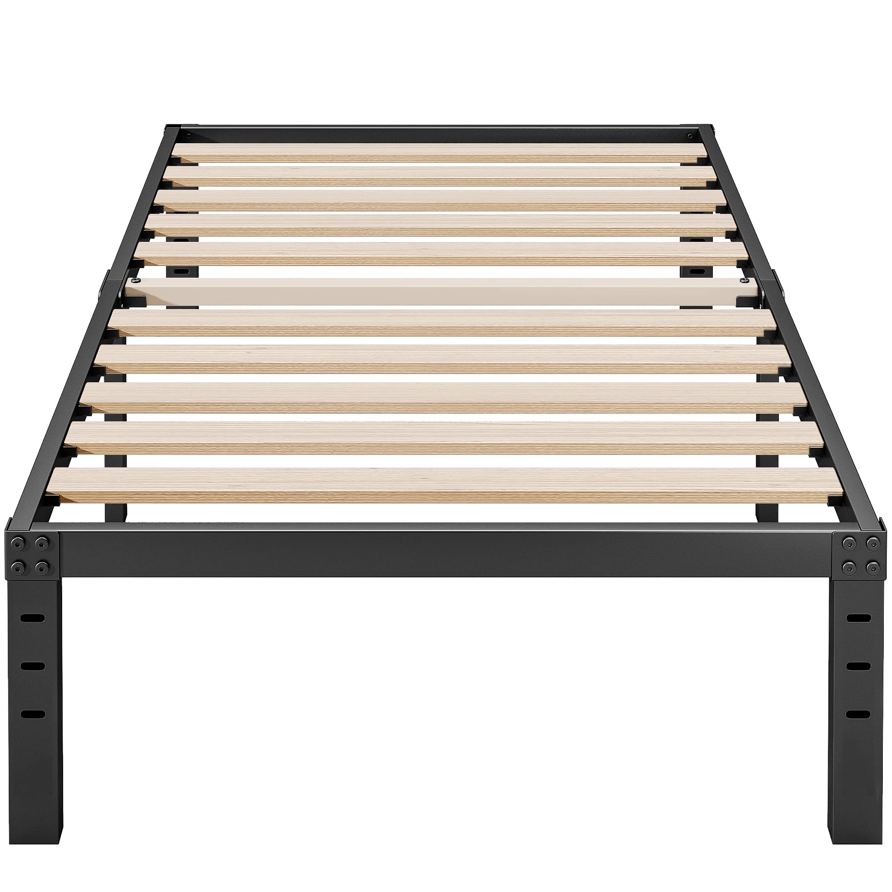 Breezehome Queen Size Metal Bed Frame with Sturdy Wood Slats No Box Spring Needed, Durable 18in High Heavy Duty Platform Bed Frame Queen, Underneath Storage, Easy Assembly, Noise Free, Black