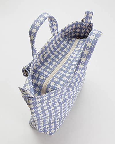Horizontal Zip Duck Bag - Blue Pixel Gingham
