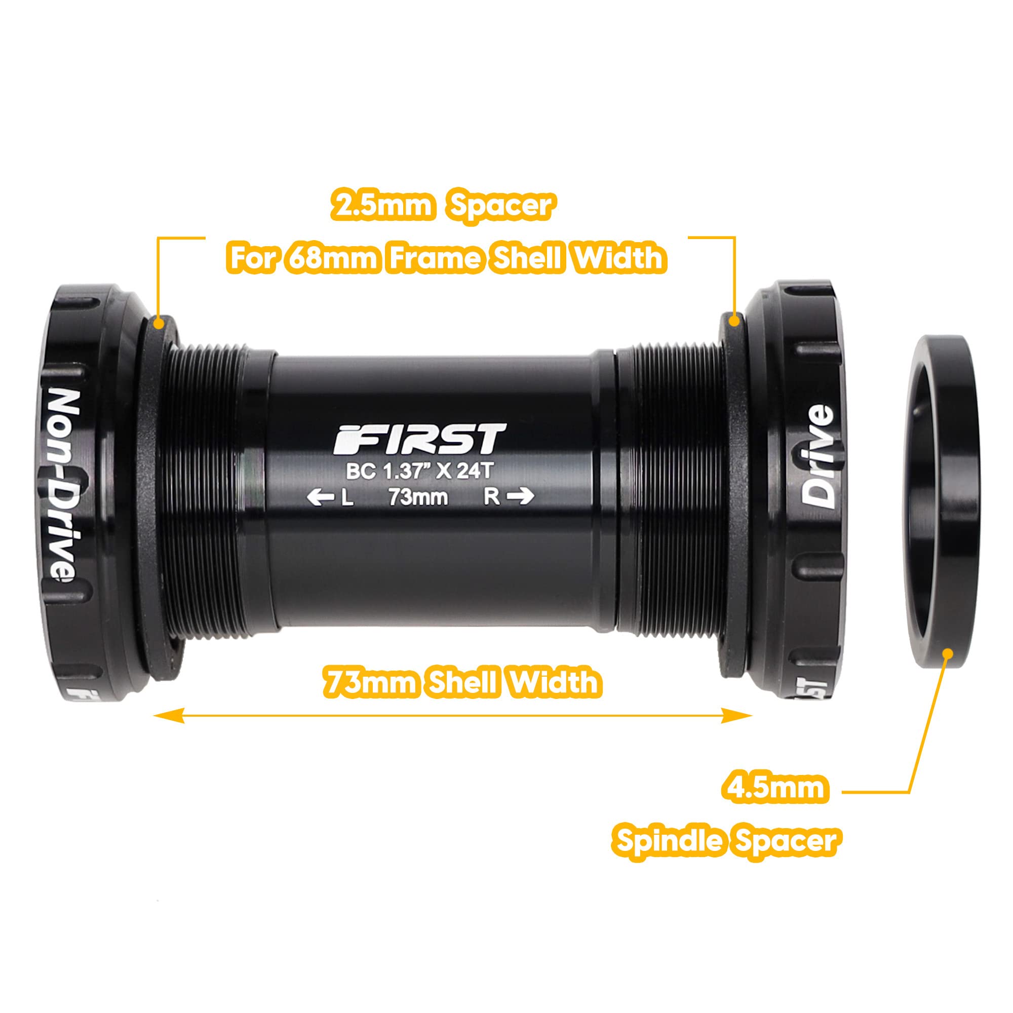 CyclingDeal MTB Mountain Bike External Bottom Bracket Compatible with SRAM Dub 28.99mm Spindle - Threaded BSA 68/73mm
