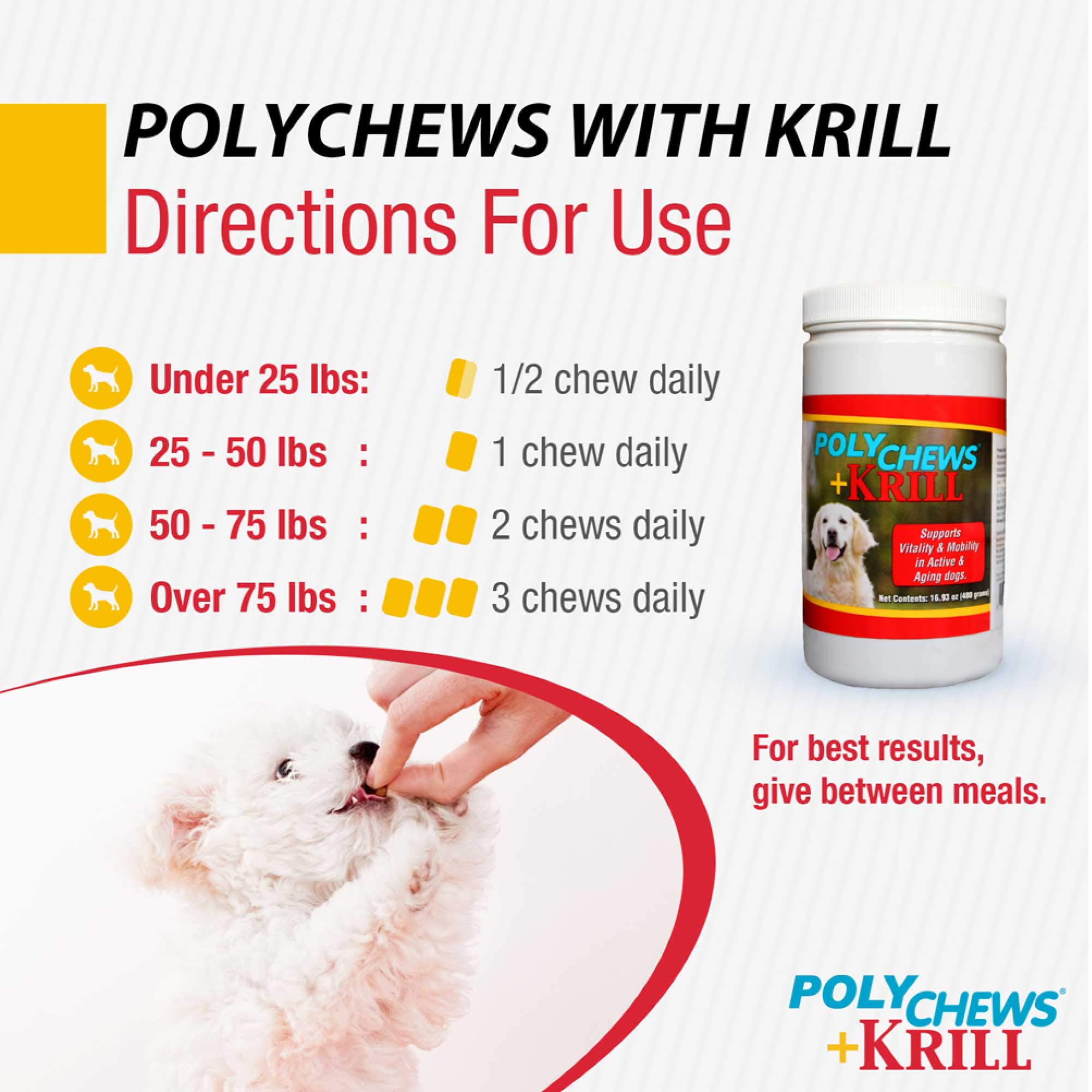 Polychews Bimeda Advanced Formula with Krill and Beta Glucans, Soft Chews for Joint Support and Overall Health, 120ct