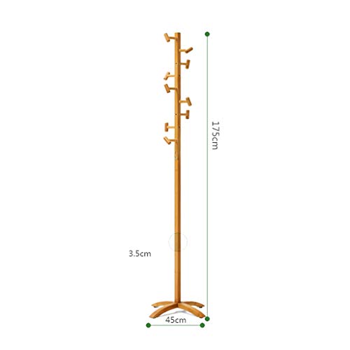 Coat Racks 9 Hooks Bamboo Coat Stand Versatile Hooks Free Standing Coat Tree Clothes Hanger Hat Stand for Hallway Bedroom Home Office 175cm/68.9inch